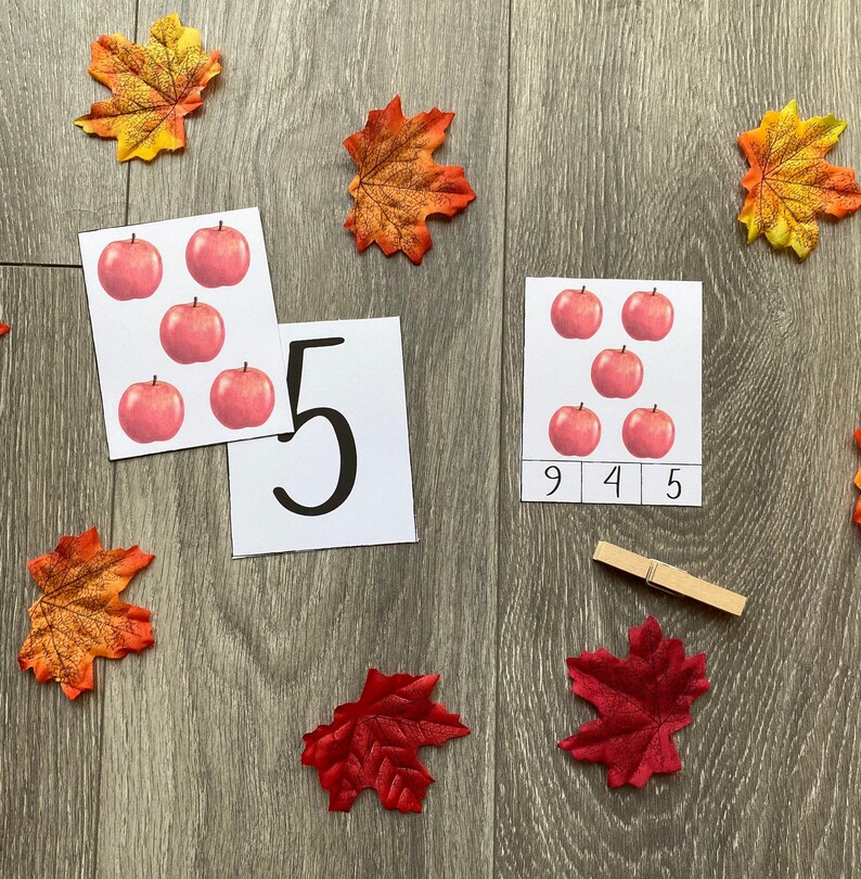 Fall Counting Cards - Etsy