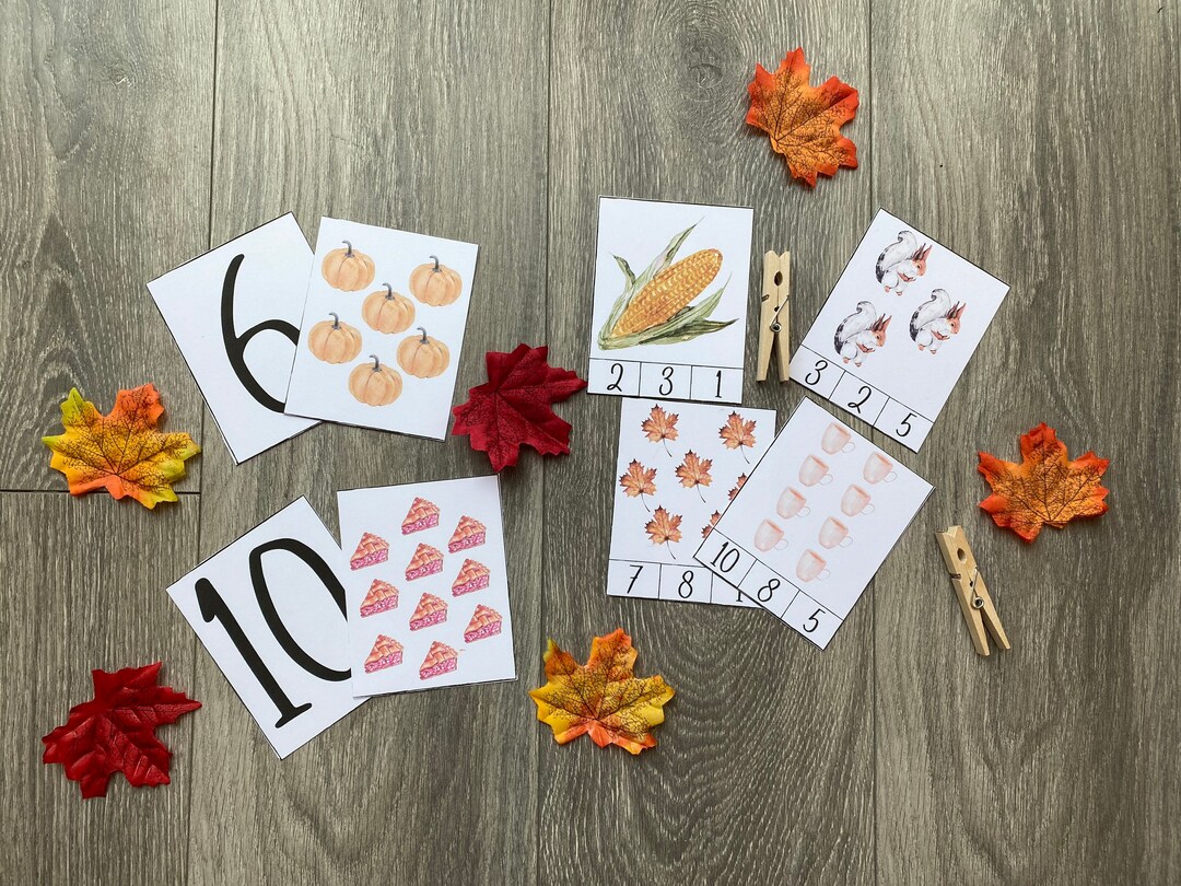 Fall Counting Cards - Etsy