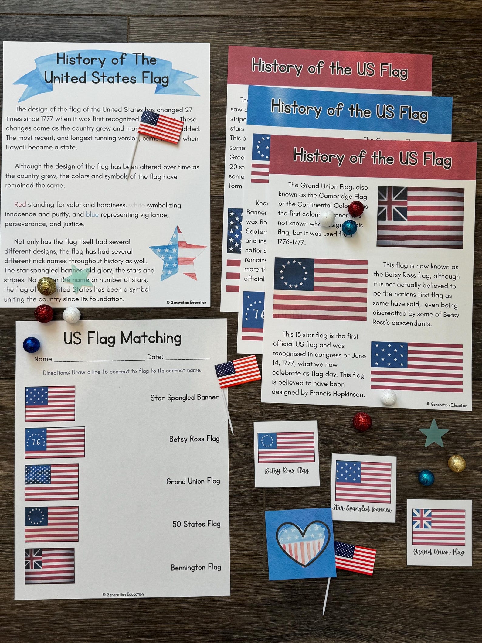 United States Flag History Mini Unit - Etsy