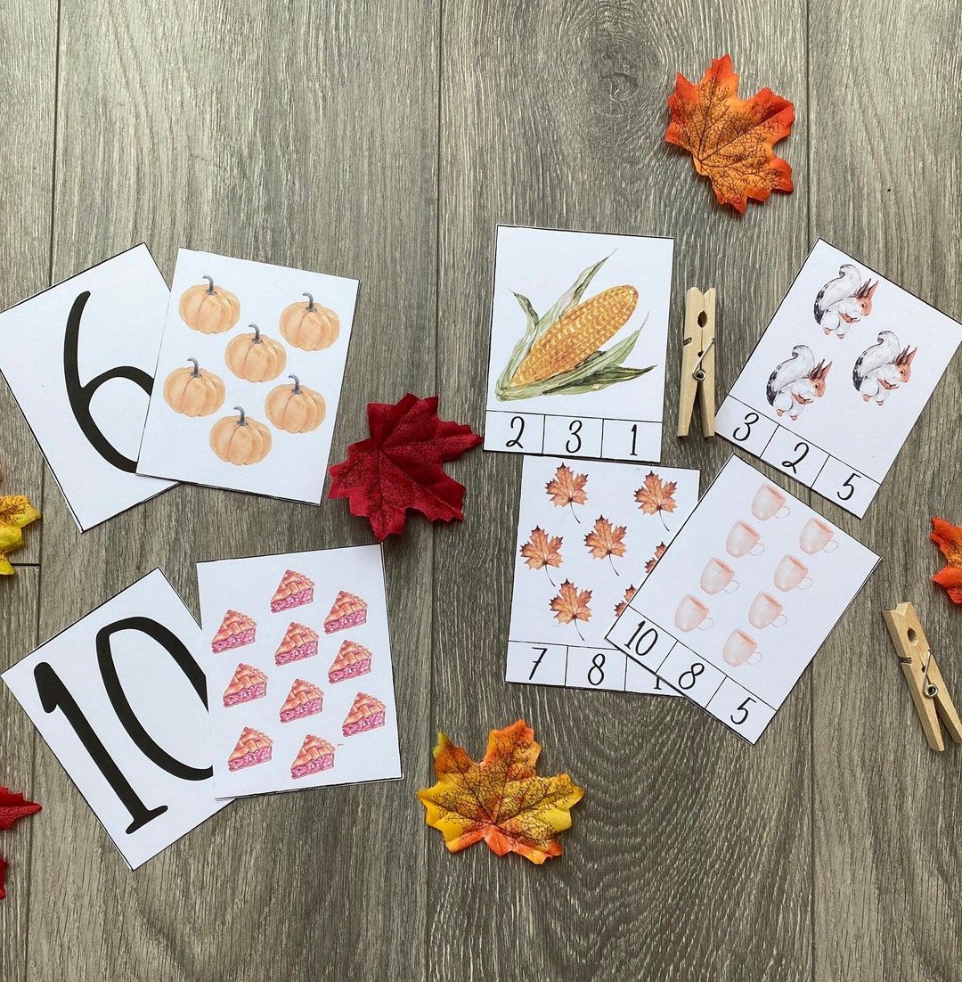 Fall Counting Cards - Etsy