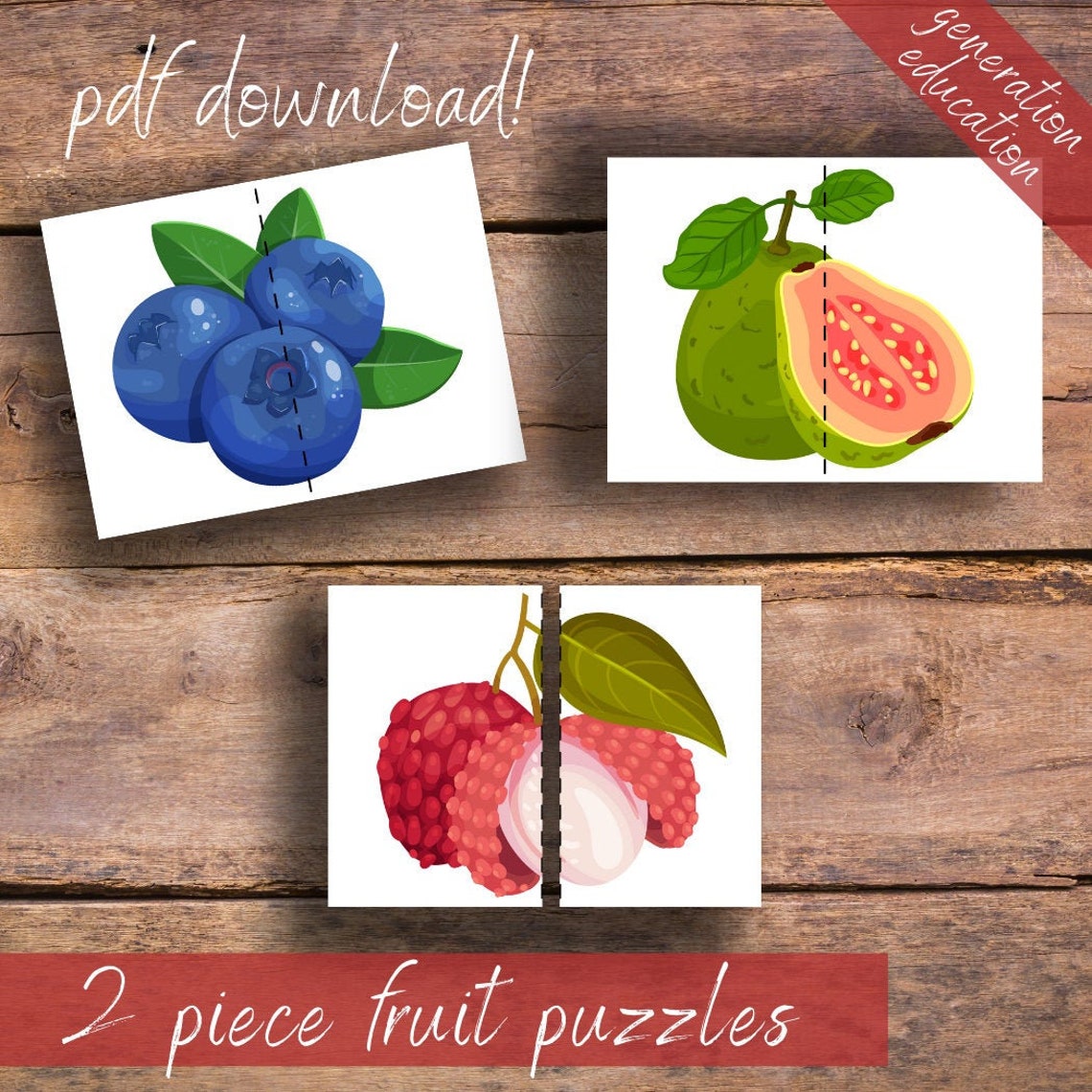 2 Piece Fruit Puzzles - Etsy