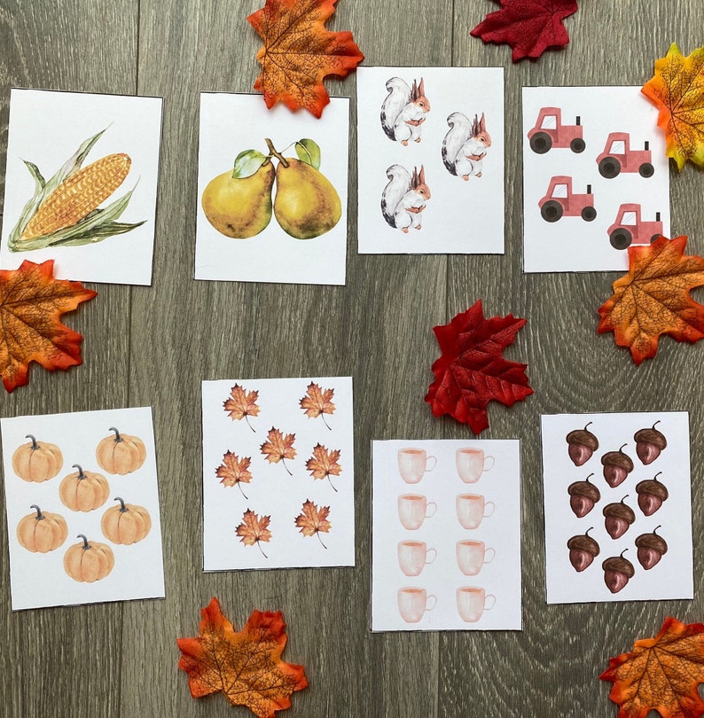 Fall Counting Cards - Etsy