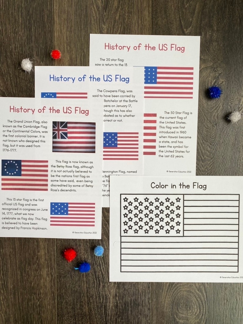 United States Flag History Mini Unit - Etsy