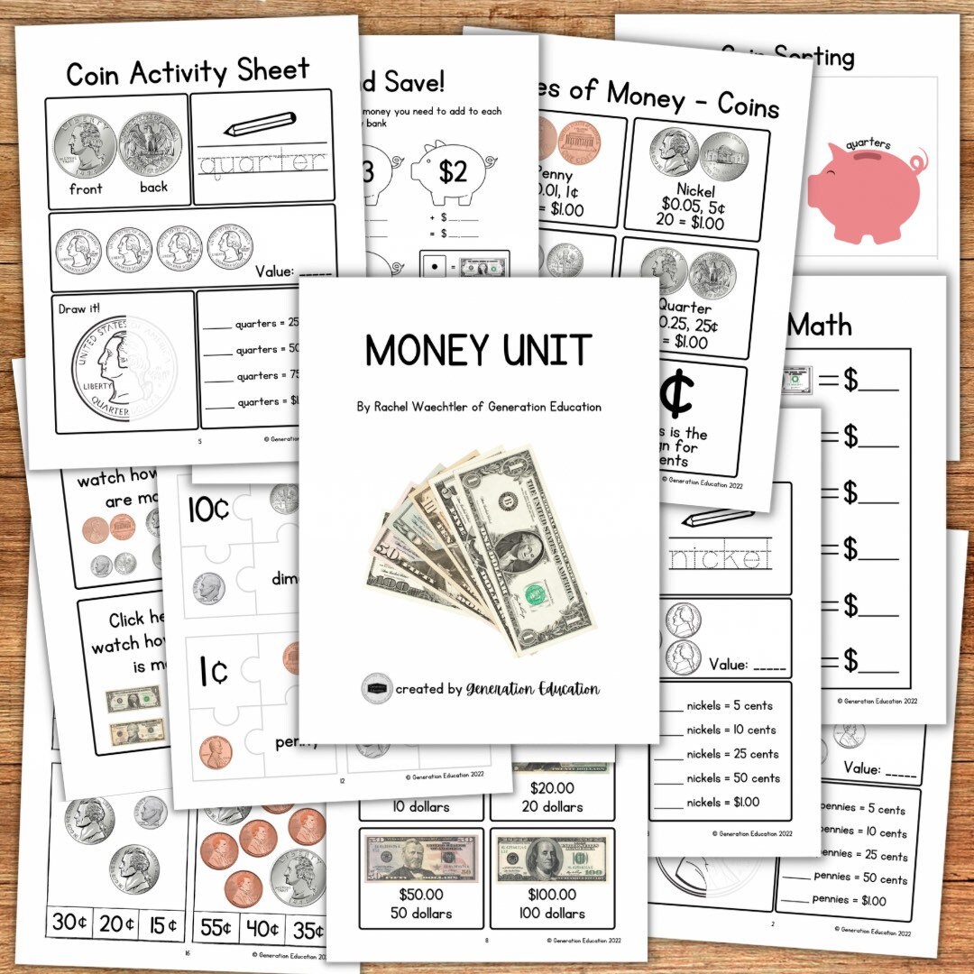 Kids Money Unit and Activities - Etsy