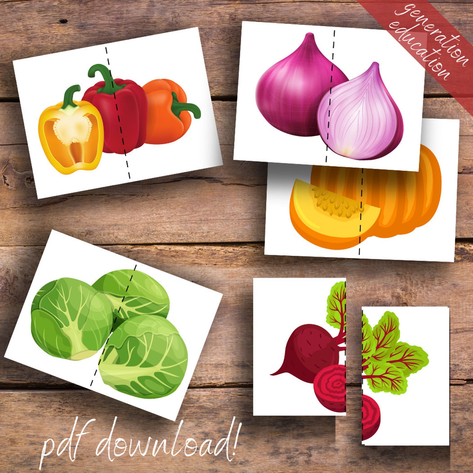 2 Piece Printable Vegetable Puzzles - Etsy