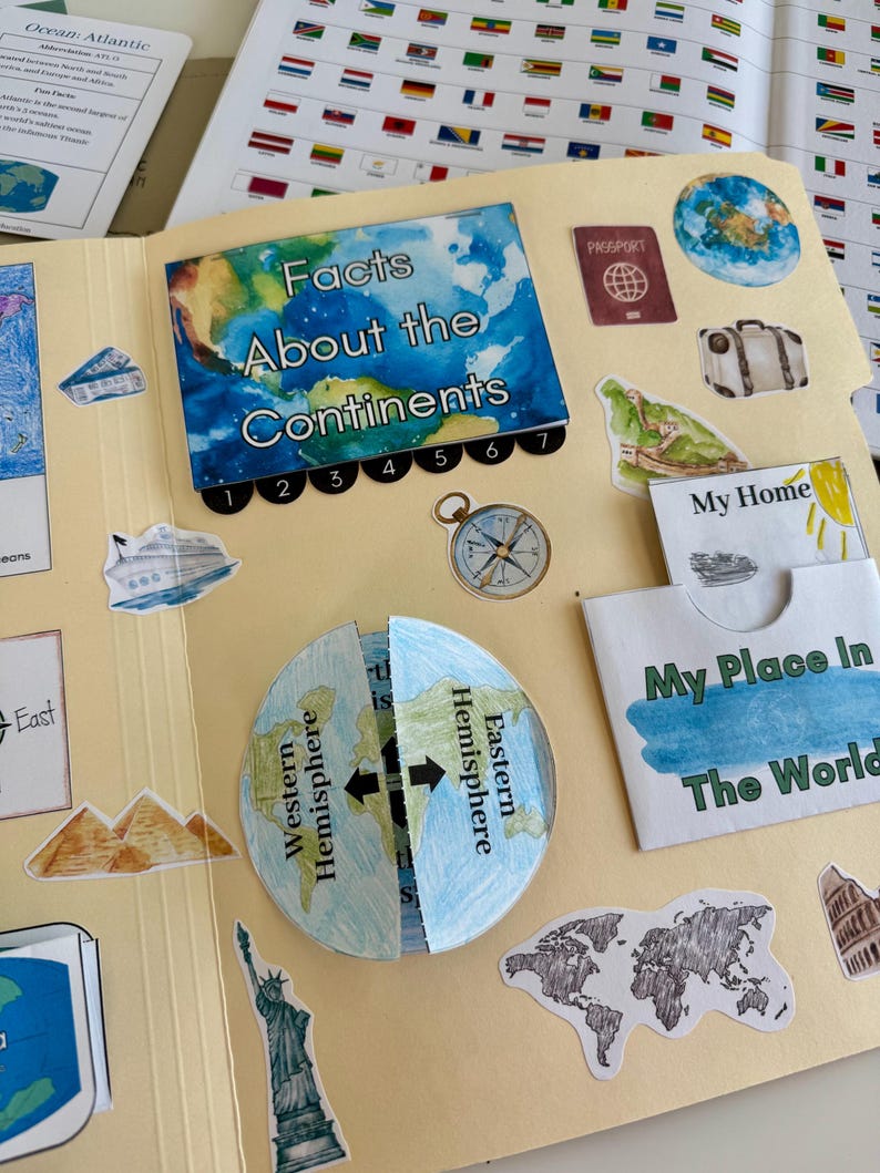 Continents and Oceans Lapbook Kit, Journaling Notebook - Etsy