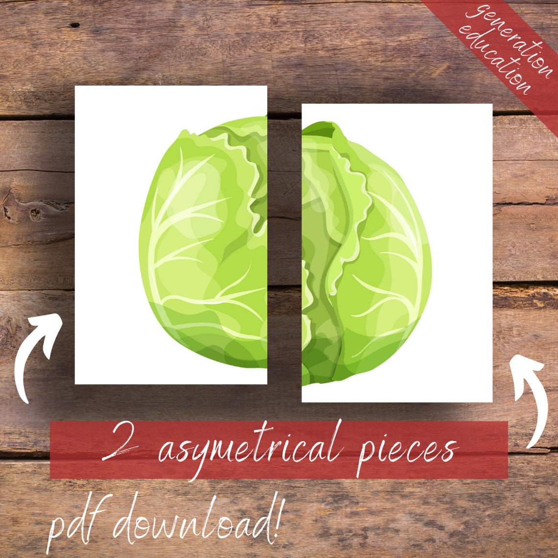 2 Piece Printable Vegetable Puzzles - Etsy