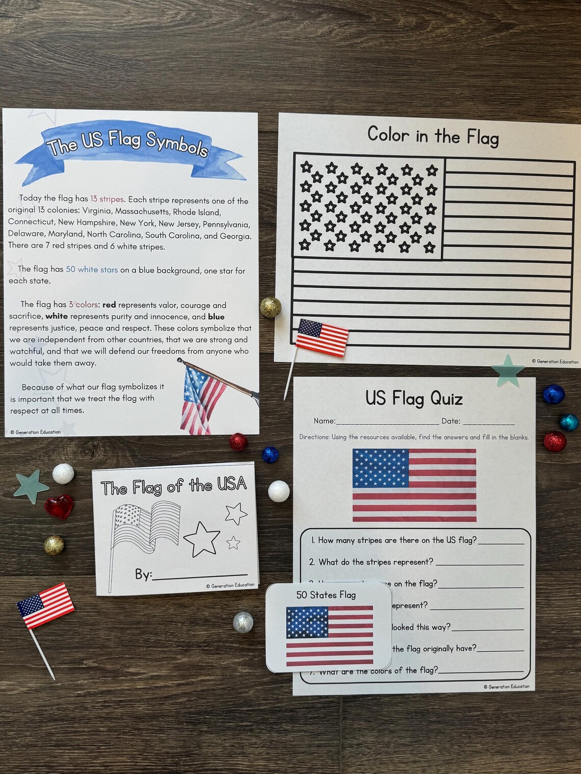 United States Flag History Mini Unit - Etsy