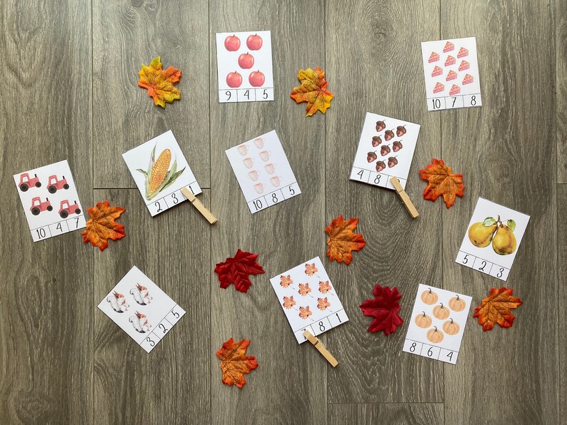 Fall Counting Cards - Etsy