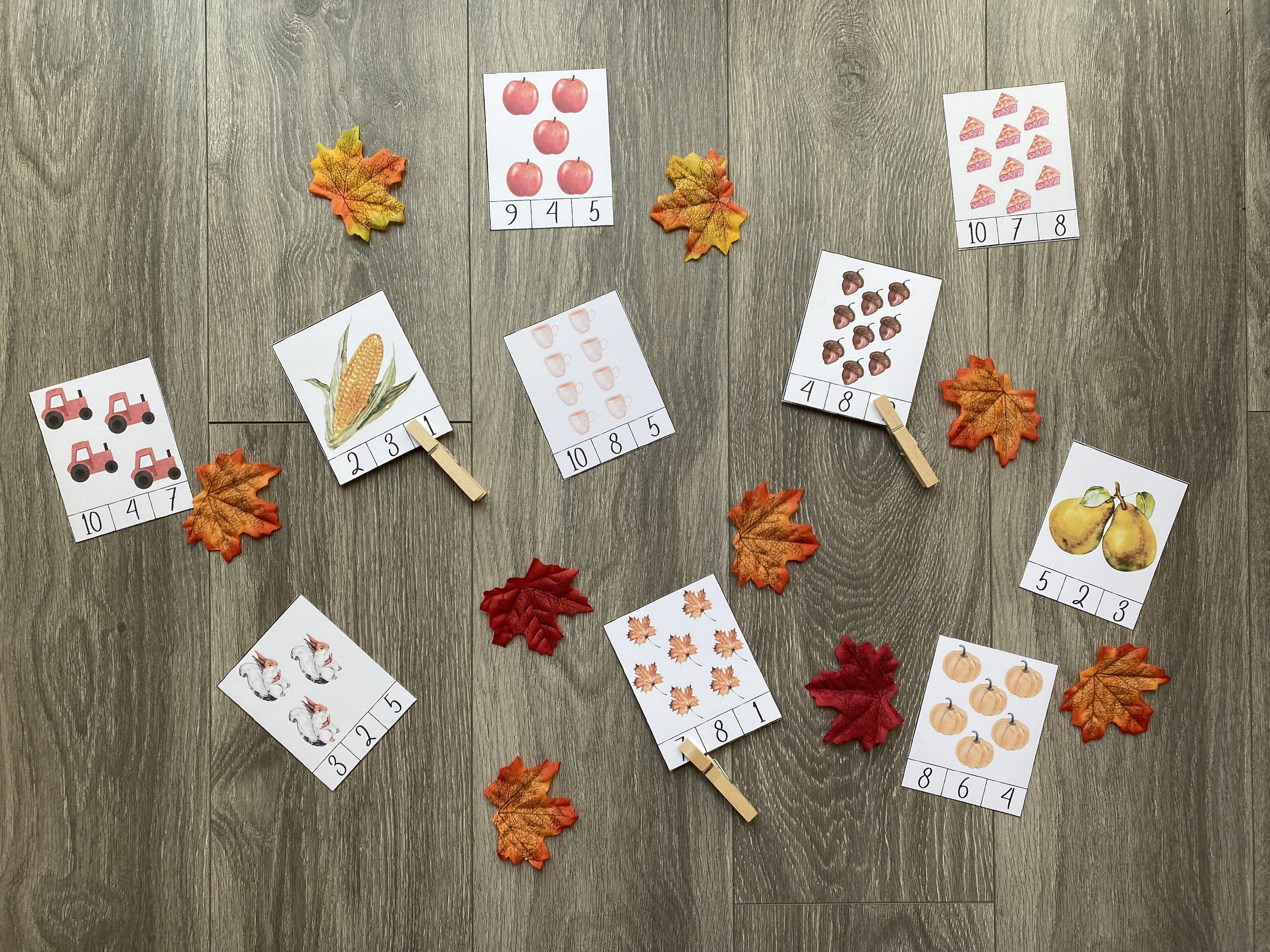 Fall Counting Cards - Etsy