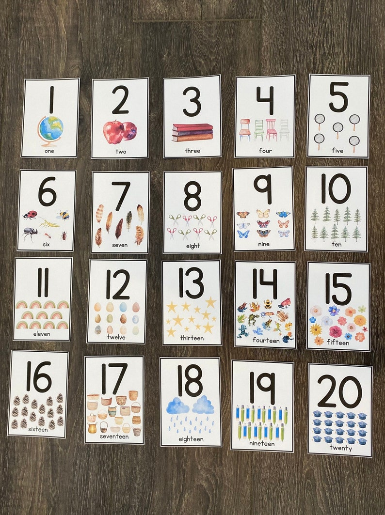 Numbers 1-20 Flash Cards - Etsy