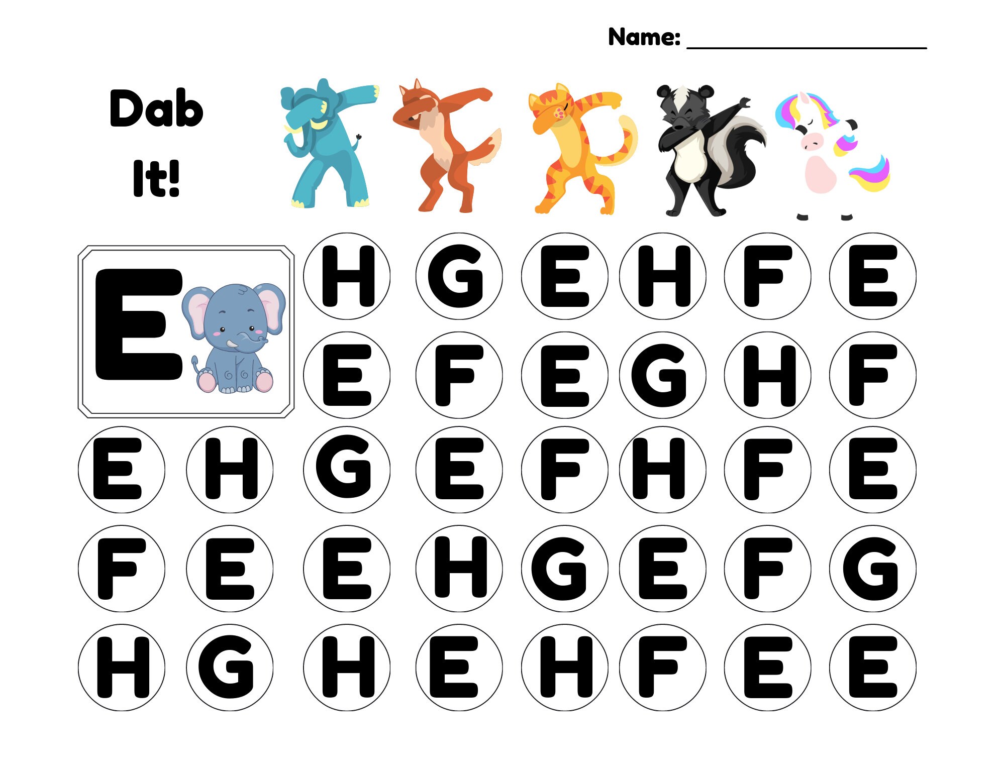Alphabet Dab It Capital Alphabet Dab It Lowercase - Etsy