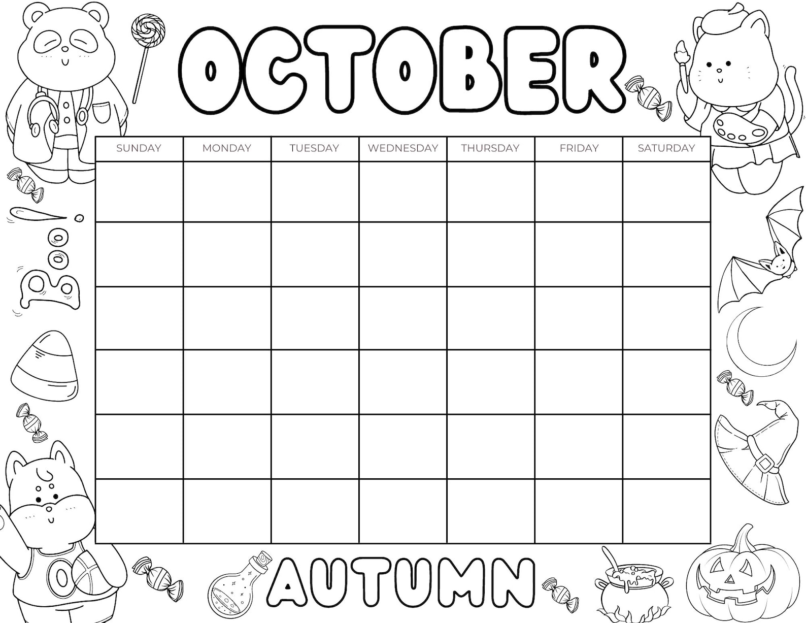 Printable 12-month Coloring Calendar for Kids – Fun, Cute Animal Themes ...