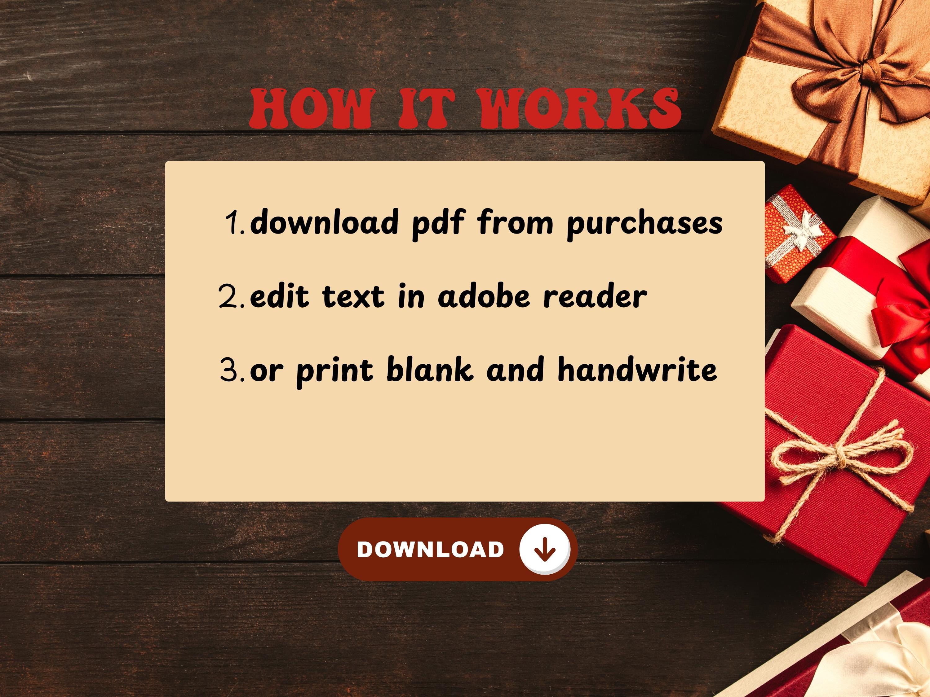Printable Secret Santa Questionnaire PDF | Editable Christmas Gift ...