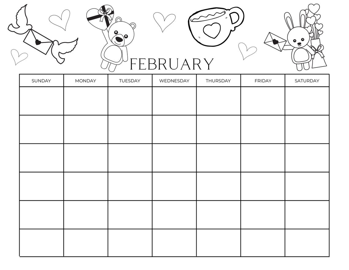 Printable Coloring Calendar for Kids: Themed Monthly Designs (PDF ...