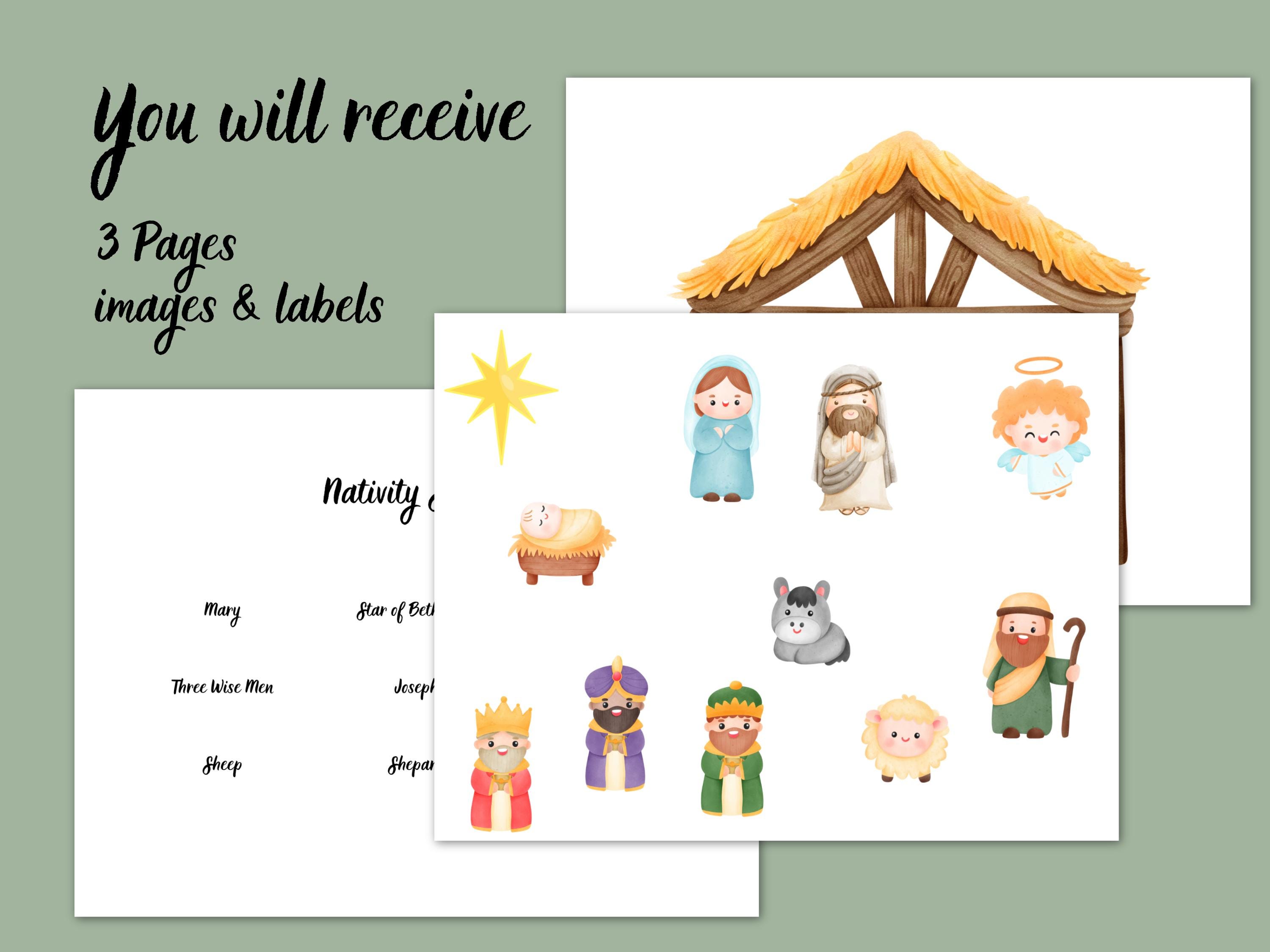 Printable Nativity Scene Cut-and-paste Activity With Labels for Kids ...