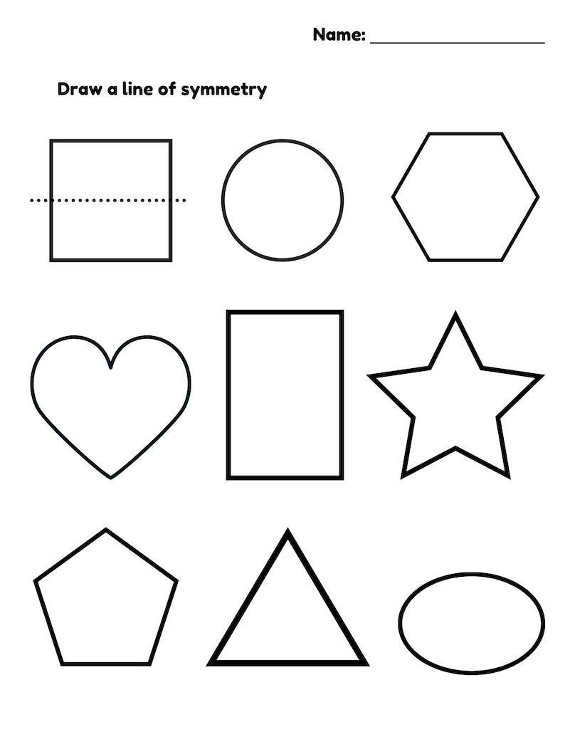 Printable Symmetry Worksheet With 2D Shapes - Etsy