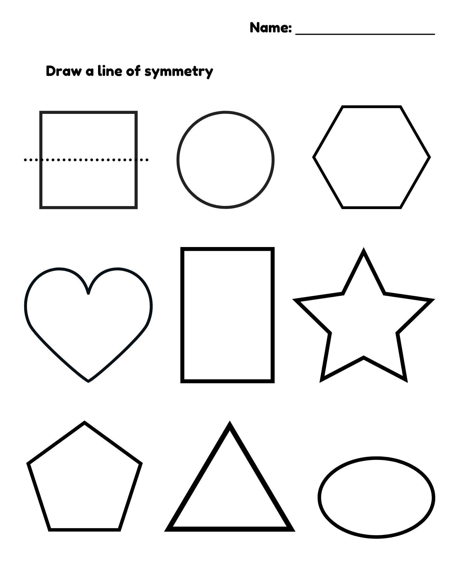 Printable Symmetry Worksheet With 2D Shapes - Etsy