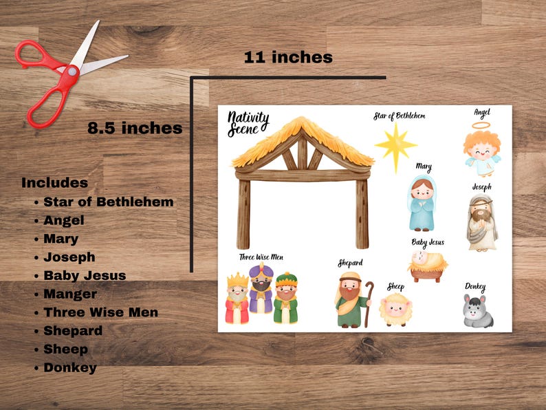 Printable Nativity Scene Cut-and-paste Activity With Labels for Kids ...