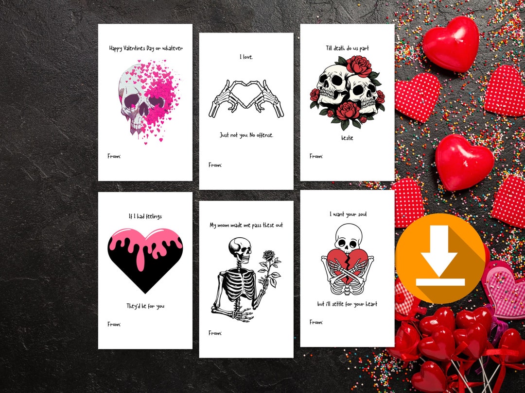 Goth Valentine's Day Cards: Edgy Humor, Dark Designs (PDF) - Etsy
