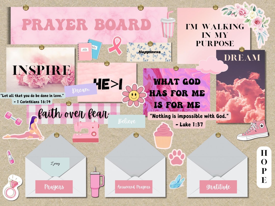 Printable Prayer Vision Board Kit: Pink DIY Goal Setting (PDF Download ...