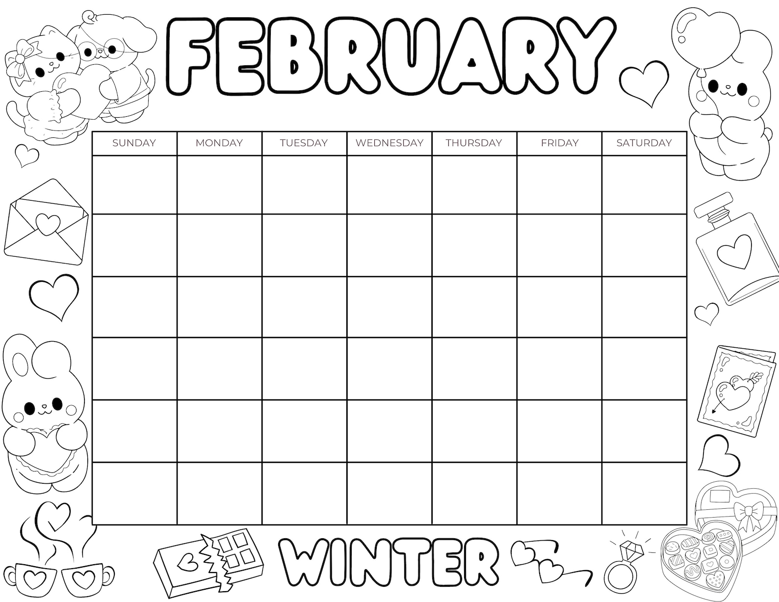 Printable 12-month Coloring Calendar for Kids – Fun, Cute Animal Themes ...