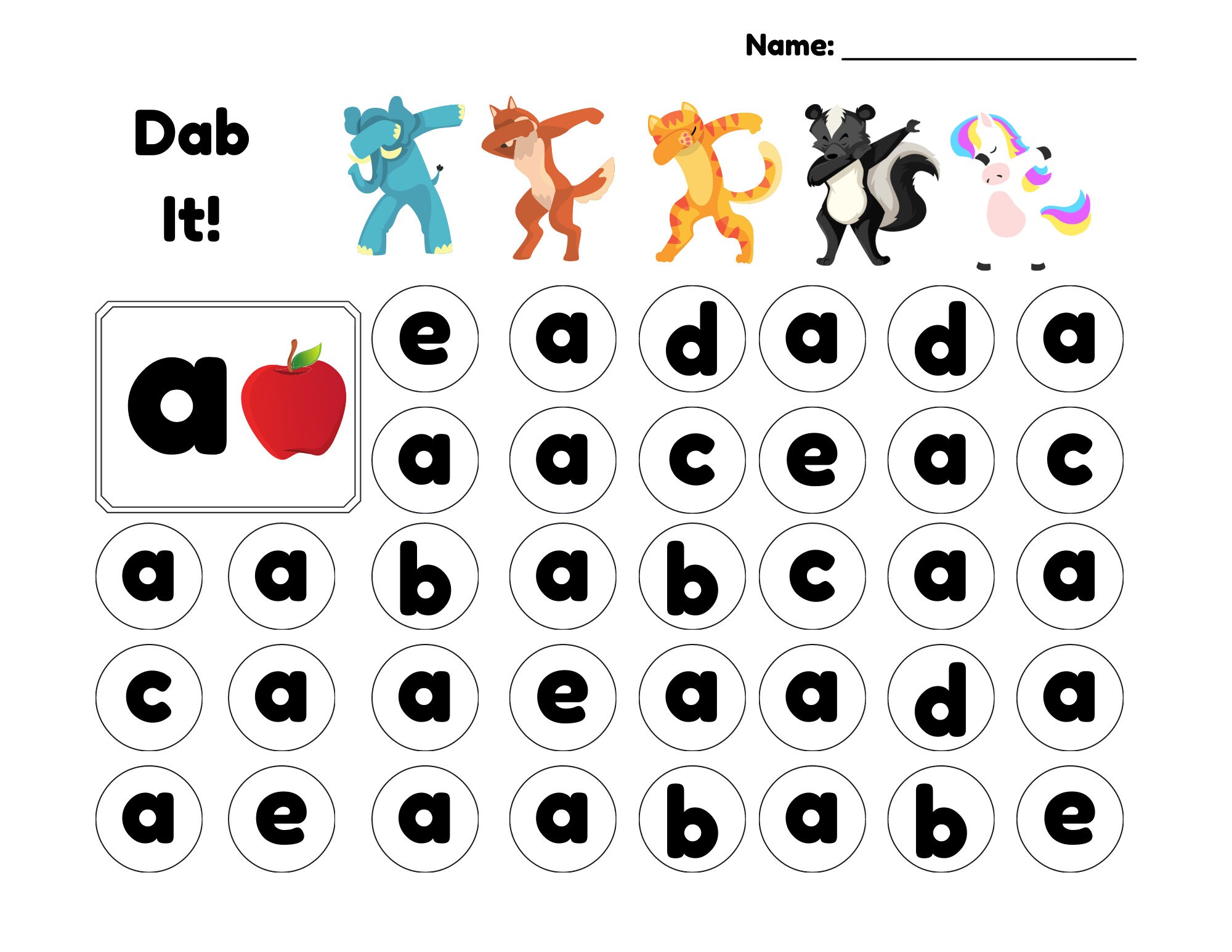 Alphabet Dab It Capital Alphabet Dab It Lowercase - Etsy