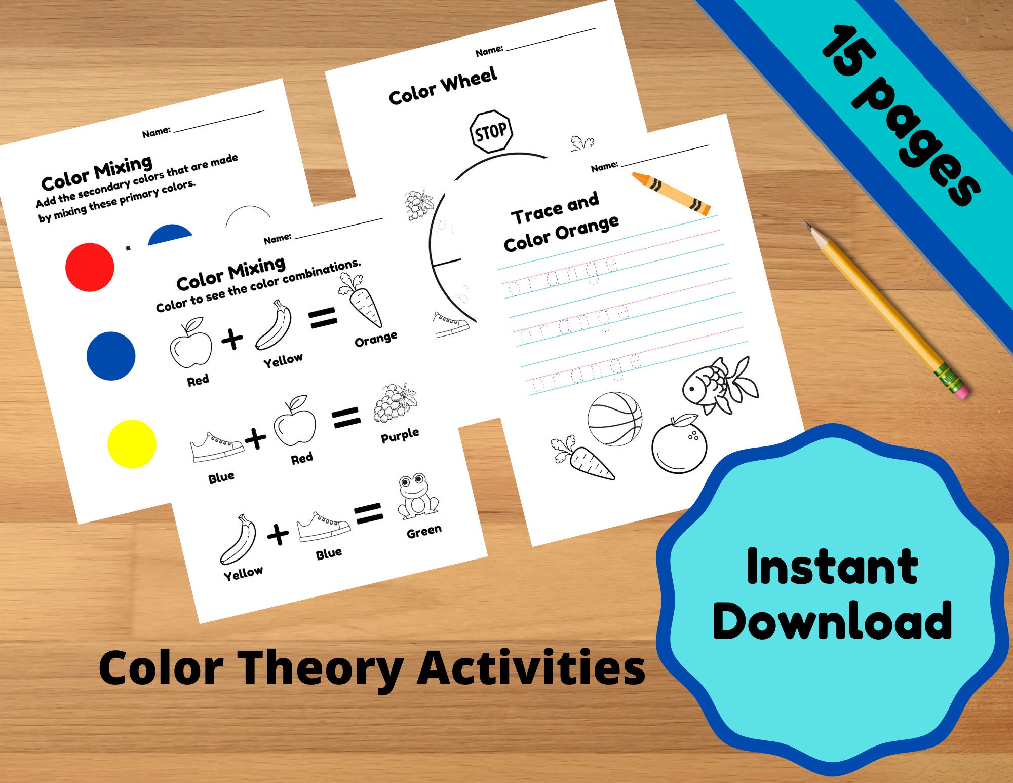 Back to School Printable Activities, Color Worksheets for Preschool ...