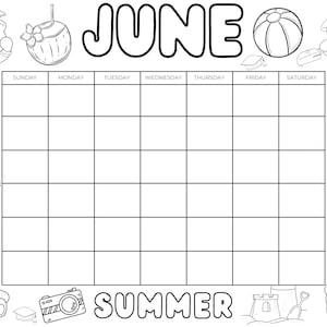 Cute Printable Coloring Calendar for Kids, Cute Kids Calendar, Cute ...