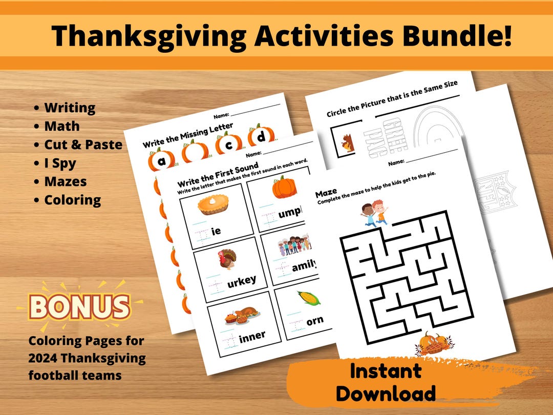 30 Printable Thanksgiving Activities for Kids – Tracing, Coloring ...