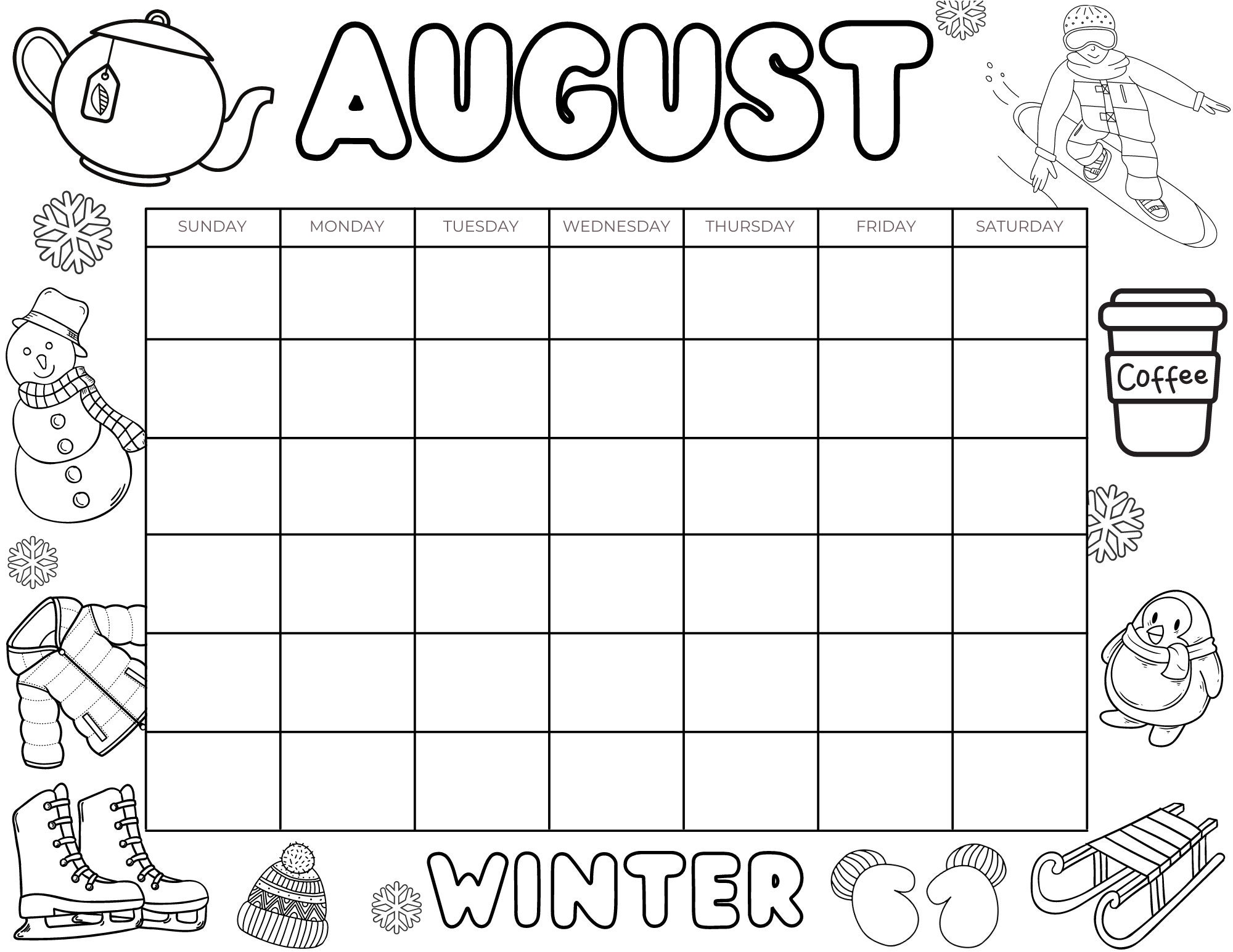 Southern Hemisphere Printable Coloring Calendar, Desk Calendar - Etsy