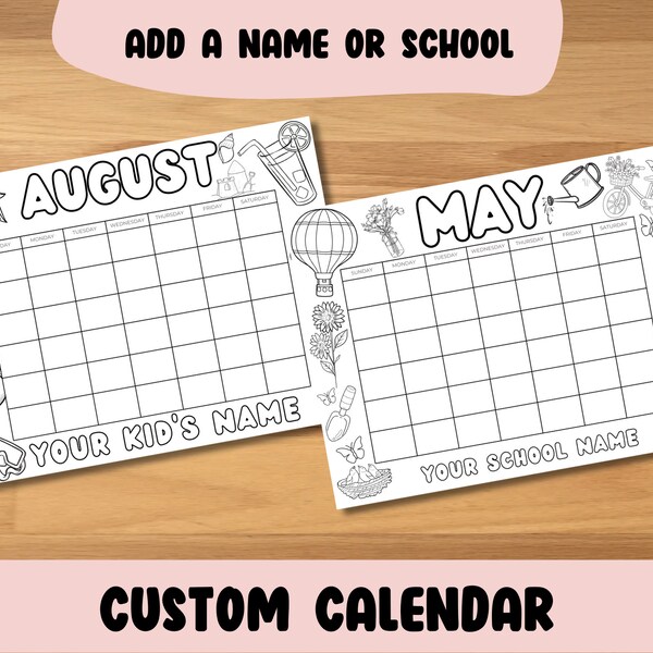 Kids Custom Calendar - Etsy