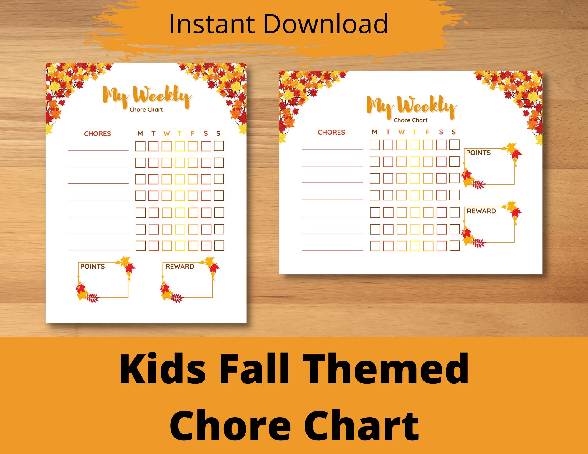 Printable Fall Chore Chart for Kids - Etsy