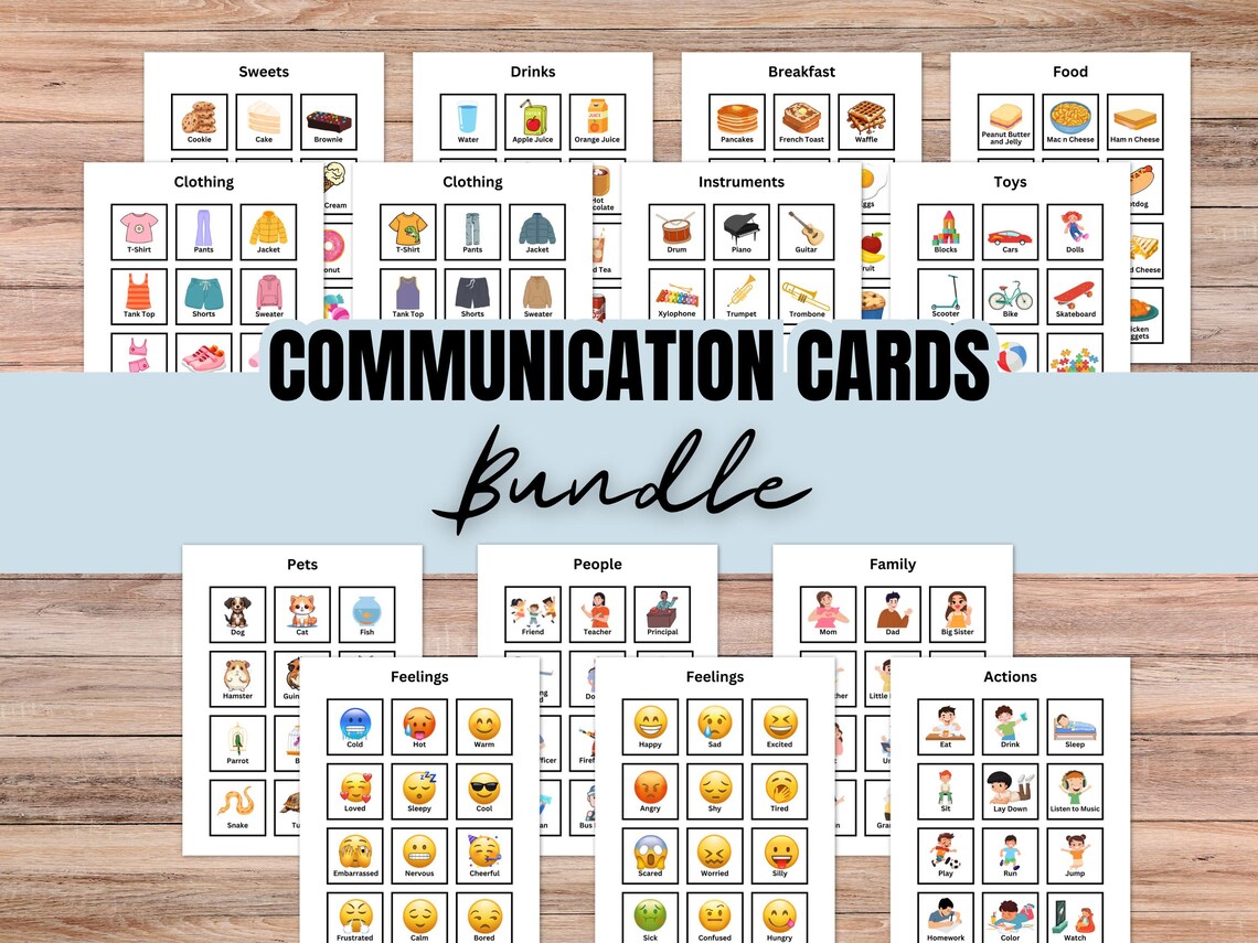 Printable Communication Cards for Nonverbal Kids & Families 11x8.5 PDF ...