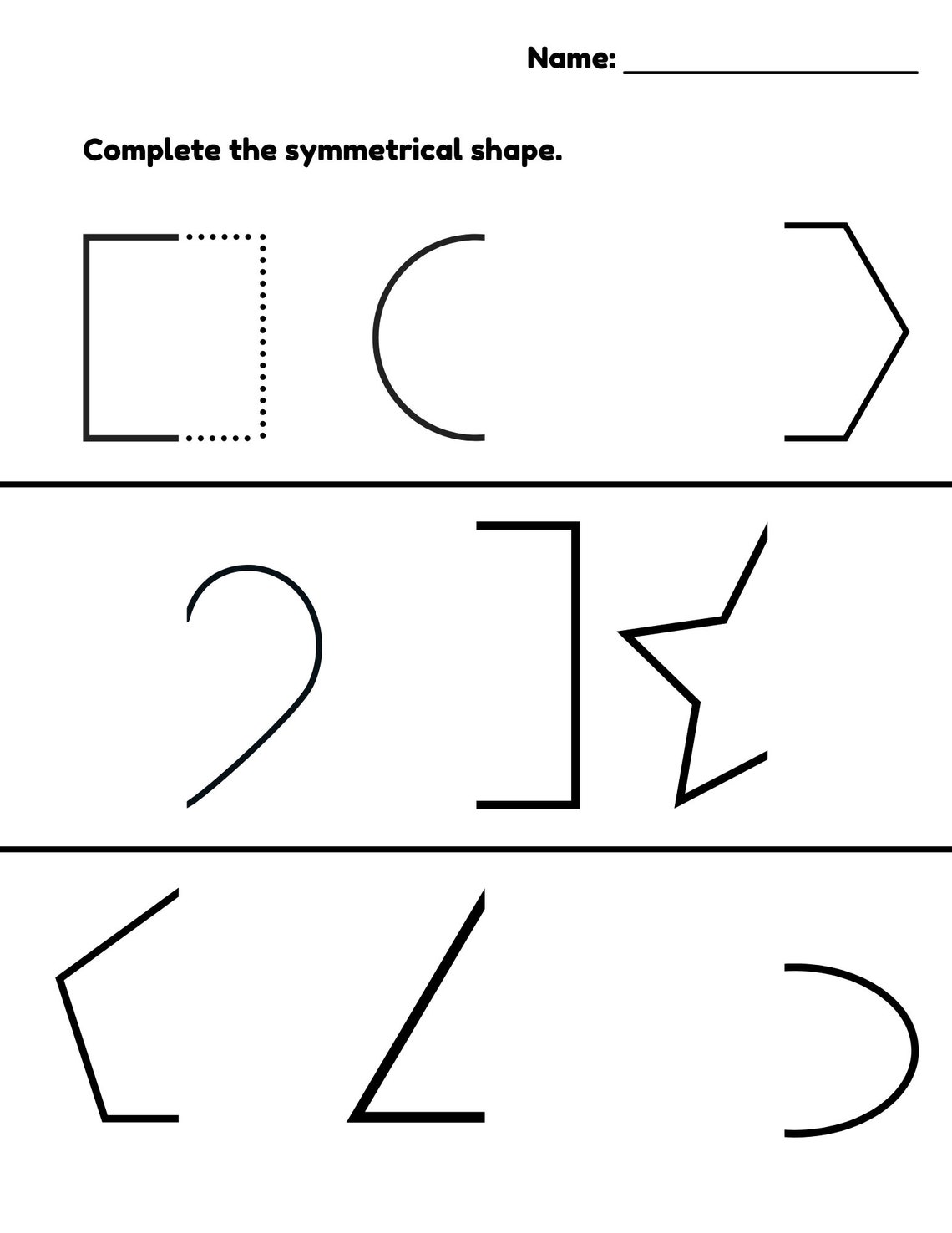 Printable Symmetry Worksheet With 2D Shapes - Etsy UK