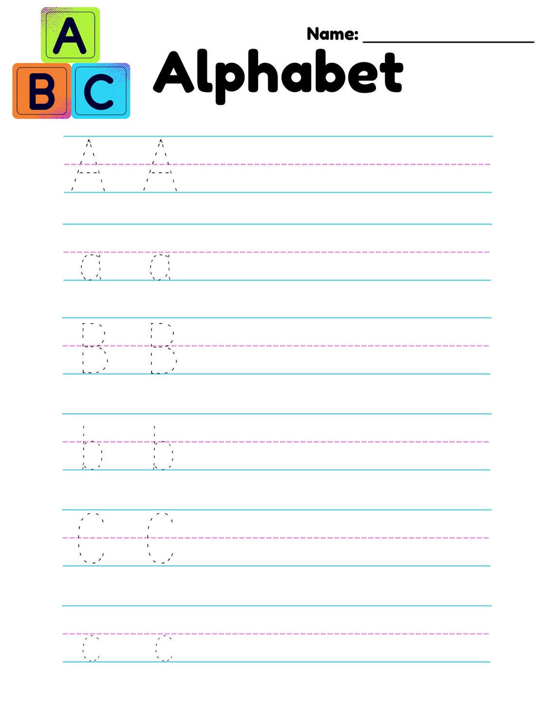 Printable Worksheet, Alphabet Tracing, Word Tracing for Preschool and ...