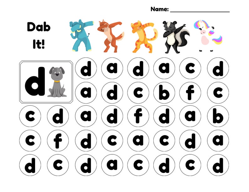 Alphabet Dab It Capital Alphabet Dab It Lowercase - Etsy