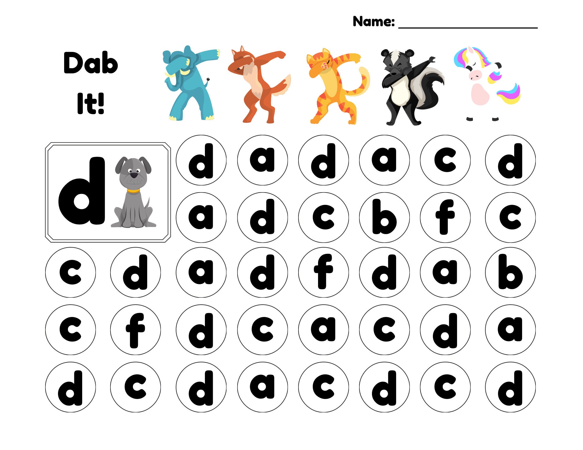 Alphabet Dab It Capital Alphabet Dab It Lowercase - Etsy