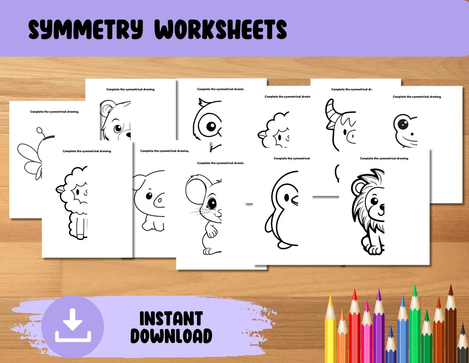 Symmetry Worksheets for Kids: Shape Tracing & Recognition (printable ...