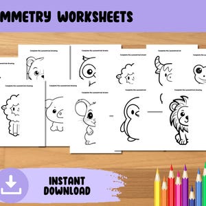Symmetry Worksheets for Kids: Shape Tracing & Recognition (printable ...