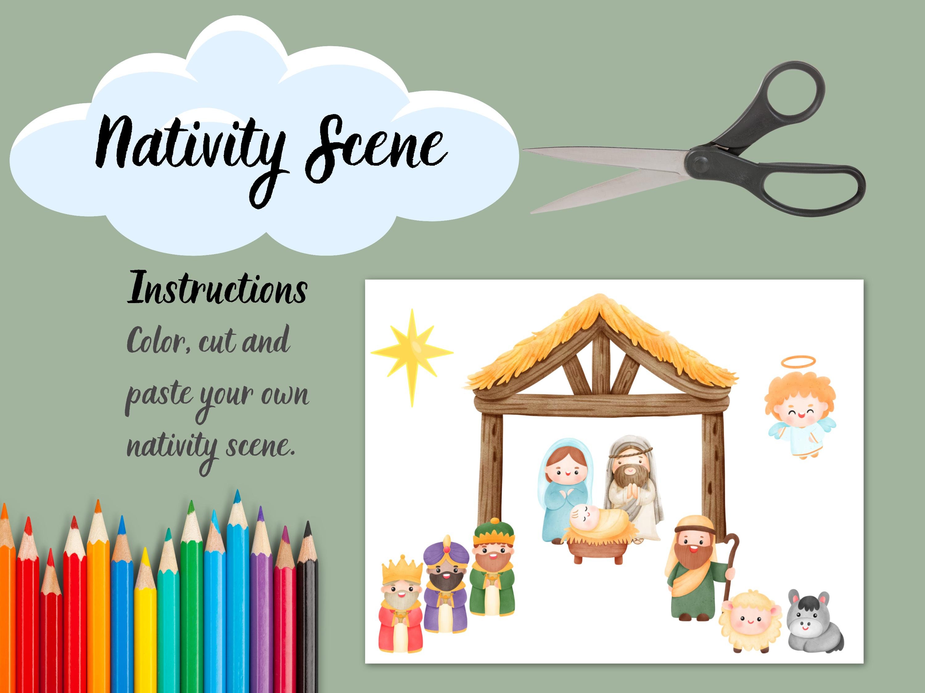 Printable Nativity Scene Cut-and-paste Activity With Labels for Kids ...