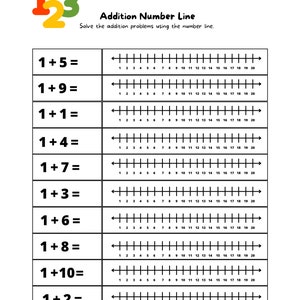 Printable Number Line Worksheet, Addition Worksheet, Kids Math ...