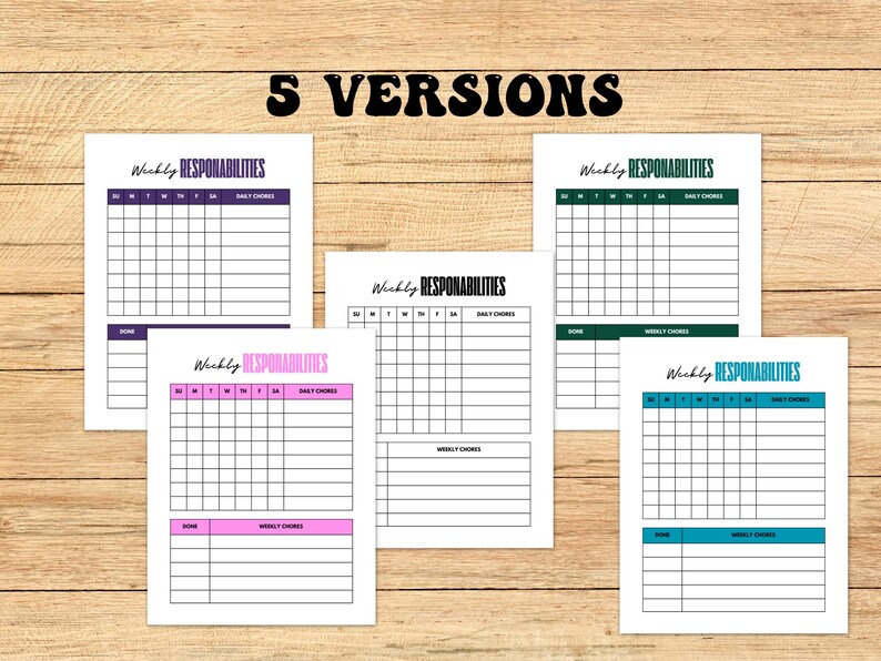 Printable Responsibility Chart for Kids and Adults | Editable Daily and ...