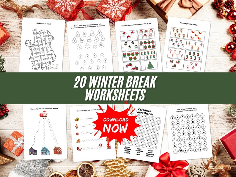 Christmas Worksheets for Kids | Printable Winter Break Activity Packet ...