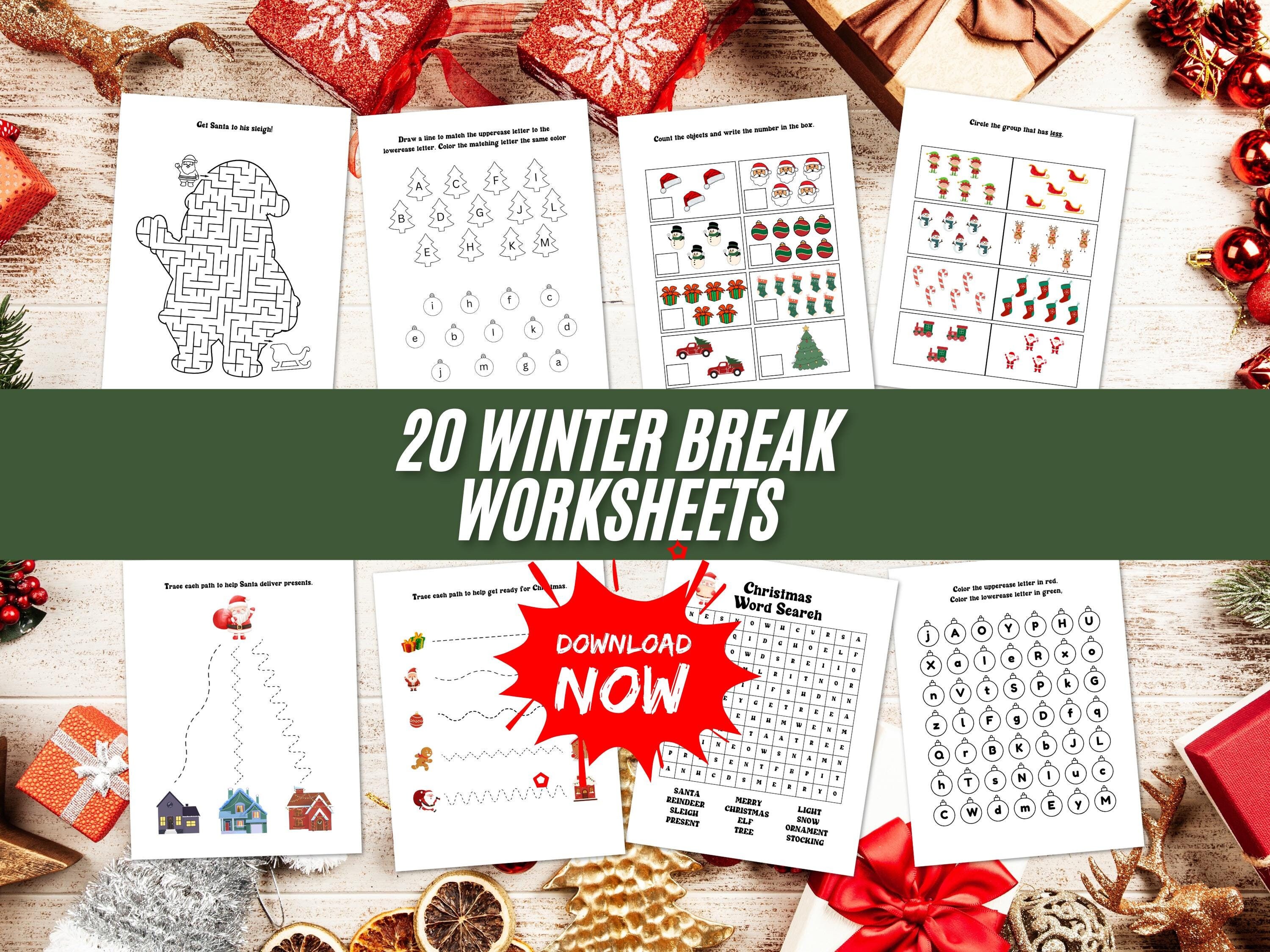 Christmas Worksheets for Kids | Printable Winter Break Activity Packet ...