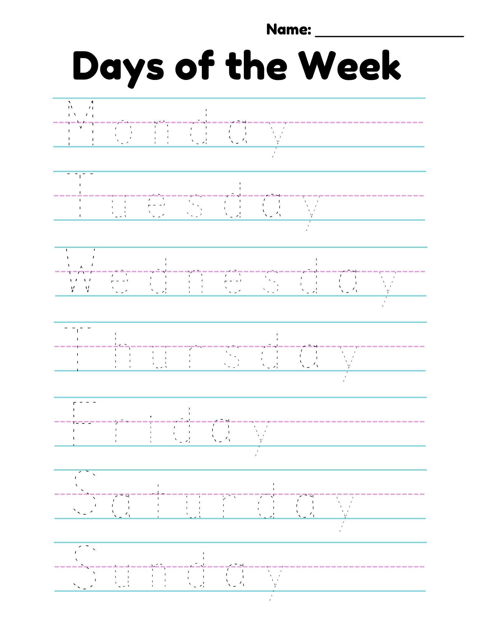 Printable Worksheet, Alphabet Tracing, Word Tracing for Preschool and ...