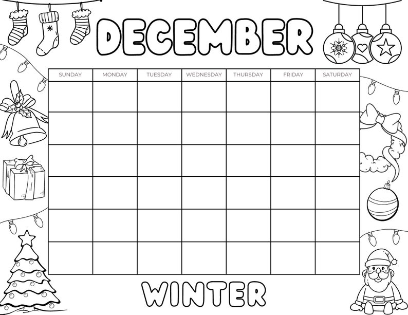 Printable 12-month Coloring Calendar for Kids Personalized PDF With ...