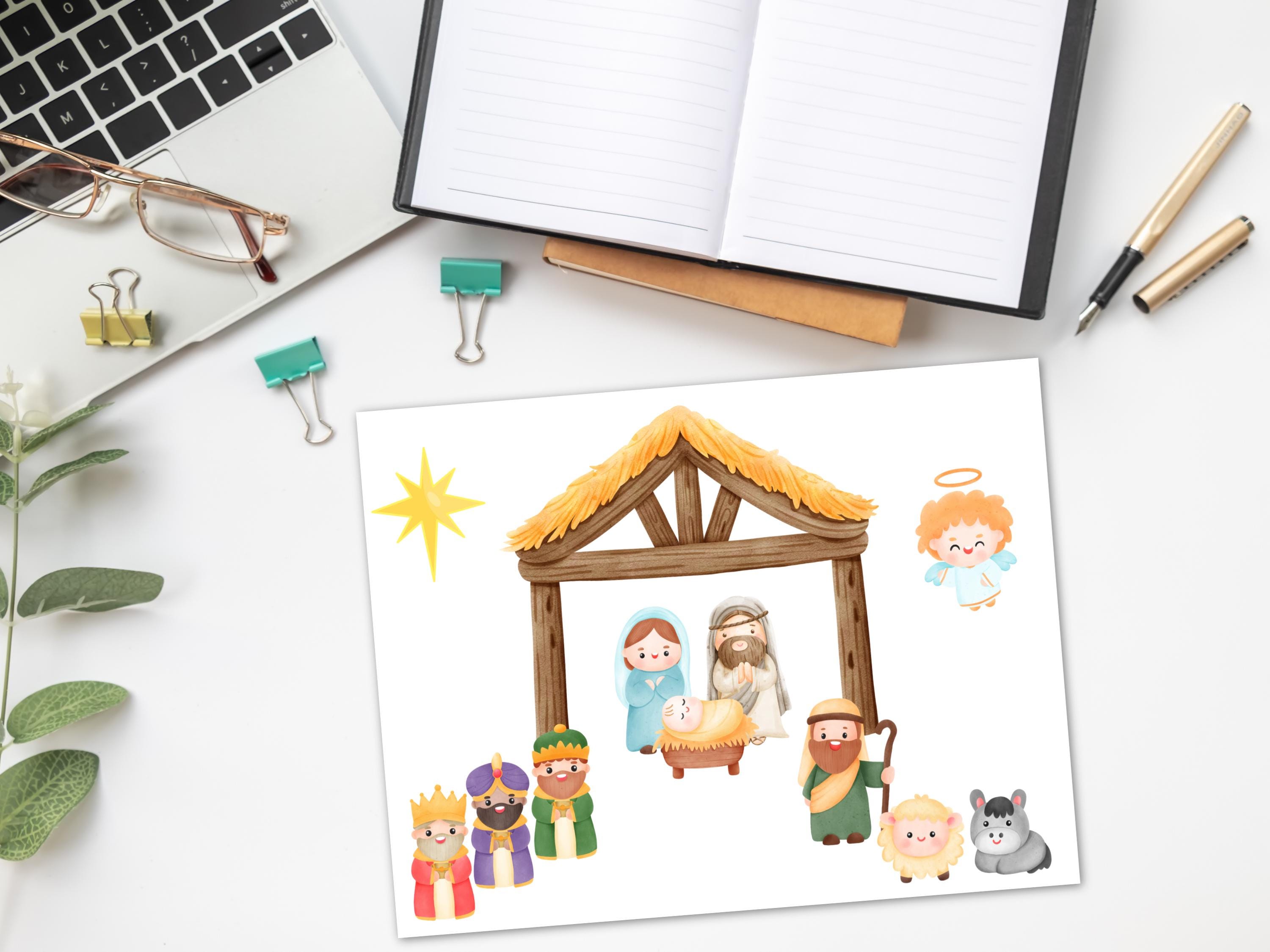 Printable Nativity Scene Cut-and-paste Activity With Labels for Kids ...