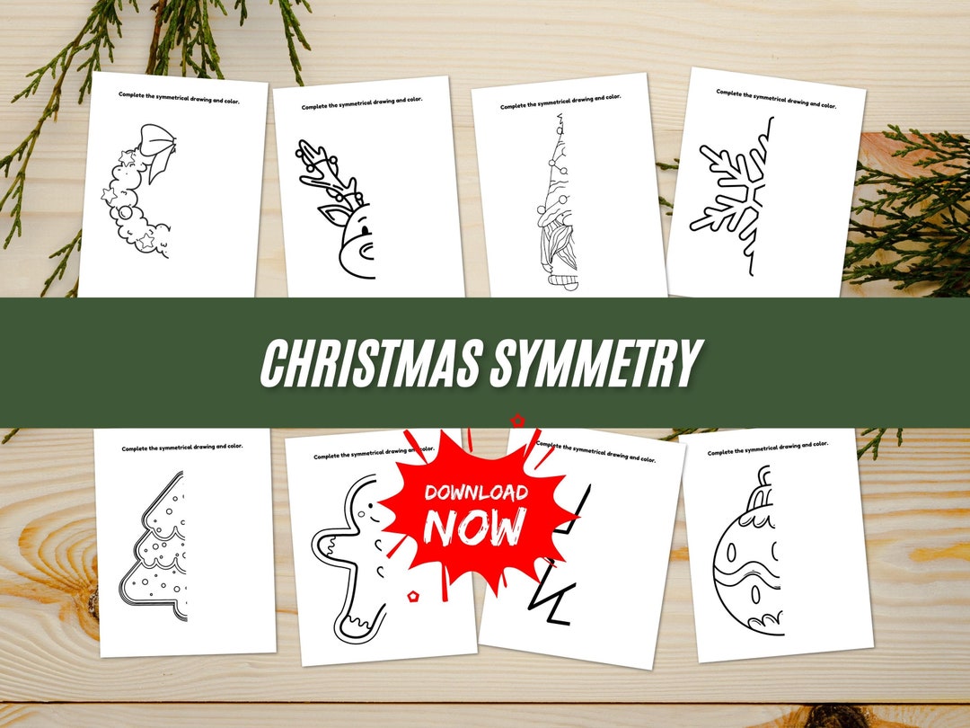 Christmas Symmetry Worksheets: Finish-the-picture Printable (PDF) - Etsy