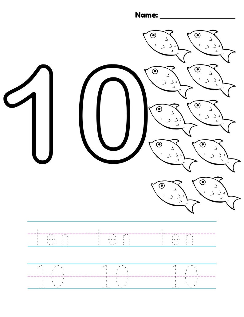 Printable Worksheet, Number Tracing Worksheet and Counting Worksheet - Etsy